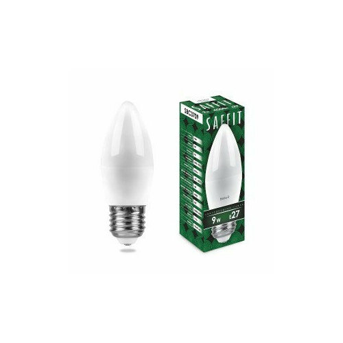 Светодиодная LED лампа Saffit свеча C37 E27 9W(810lm) 4000K 4K матовая, пластик 100x37 SBC3709 55129 (упаковка 14 штук)