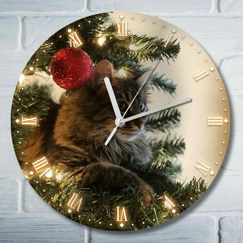 Настенные часы УФ праздники кот, год кролика, новый год, рождество - 7069