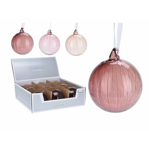 Набор стеклянных шаров изящная утончённость, розовая гамма, 10 см (упаковка - 9 шт.), Koopman International ABR705060-набор
