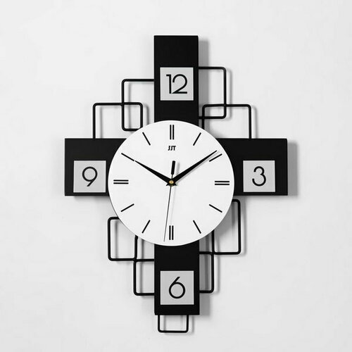 Часы настенные, серия: Лофт, "Скандинавская геометрия", дискретный ход, 49.5 x 38 см, d-21см