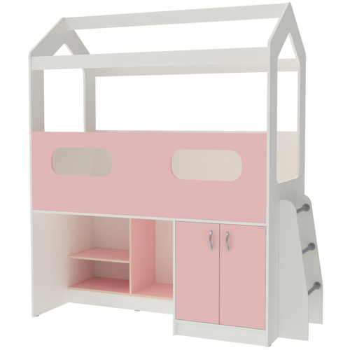 Кровать чердак ДС-12 Белый Розовый