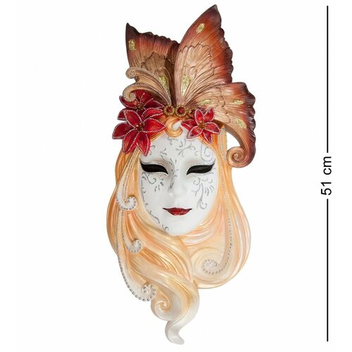 Венецианская большая маска Veronese "Лилия" (цвет белый с красным) WS-350