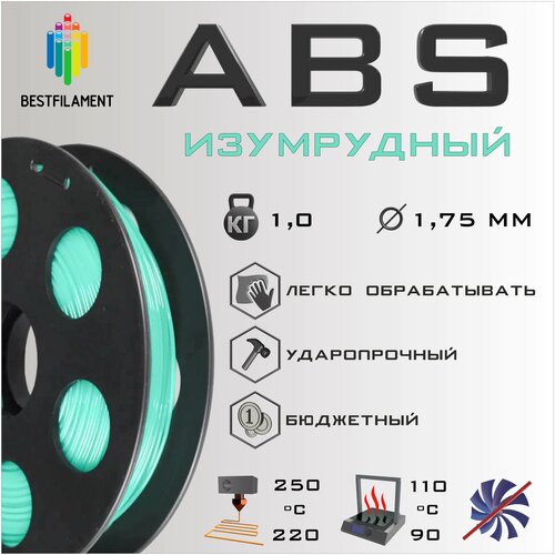ABS Изумрудный 1000 гр. 1.75 мм пластик Bestfilament для 3D-принтера