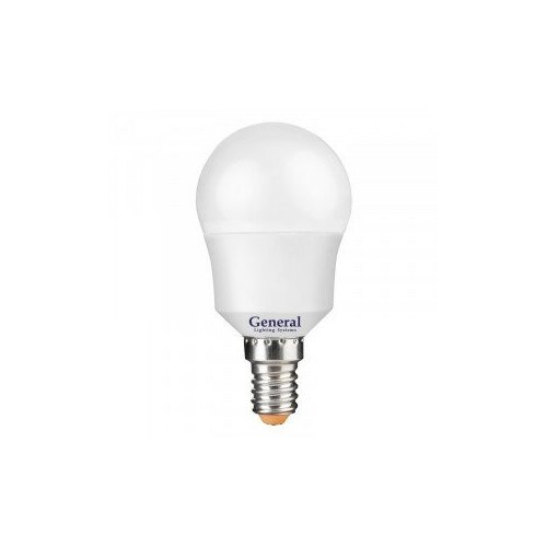 Светодиодная LED лампа General шар P45 E14 7W 4500K 4K 45x80 пластик/алюмин. 640700 (упаковка 16 штук)