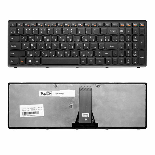 Клавиатура для ноутбука Lenovo IdeaPad Flex 15, G500S, G505, S500, S510, Z510 Series. Плоский Enter. Черная, с черной рамкой. NSK-BMASU.