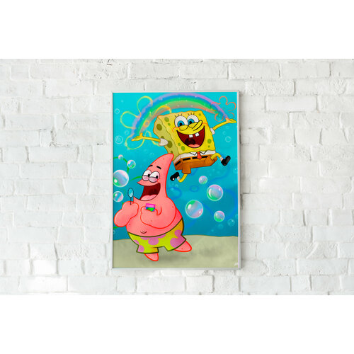 Плакат без рамы Спанч Боб/Патрик/SpongeBob SquarePants/ Плакат на стену 21х30 см / Постер формата А4