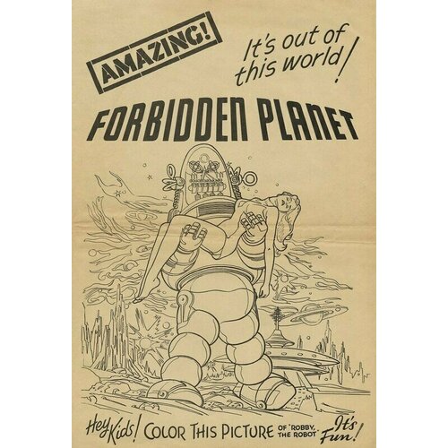 Плакат, постер на холсте Запретная планета (Forbidden Planet), Фред М. Уилкокс. Размер 30 х 42 см