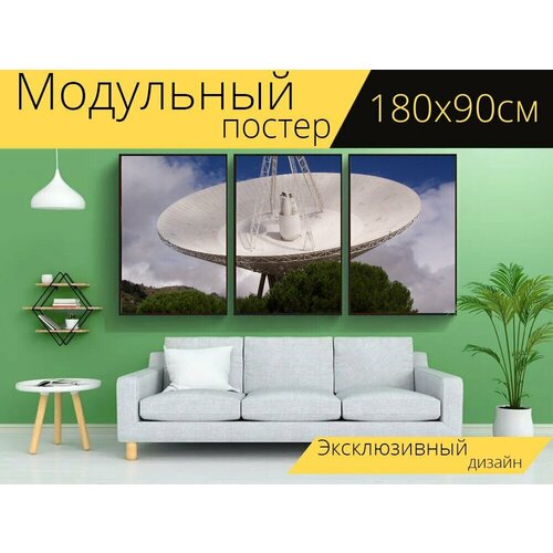Модульный постер "Тарелка, радиотелескоп, антенна" 180 x 90 см. для интерьера