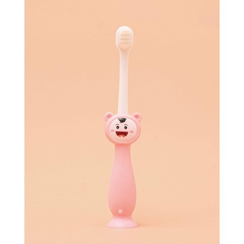 Детская ультрамягкая зубная щетка/ Мультяшная зубная щетка на присоске для детей (Розовый)