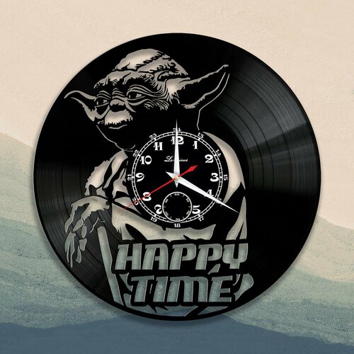 Настенные часы из виниловой пластинки с изображением персонажей Звездных Войн/Star Wars