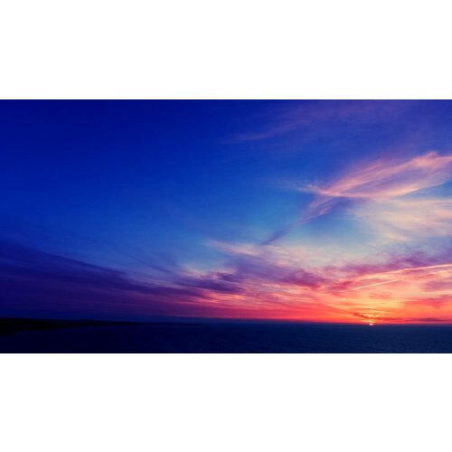 Картина на холсте 60x110 LinxOne "Море солнце небо облака закат" интерьерная для дома / на стену / на кухню / с подрамником