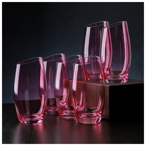 Набор стаканов высоких Magistro Иллюзия, 475 мл, 8х15 см, 6 шт, цвет розовый
