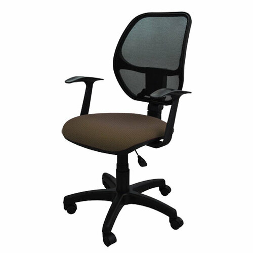 Компьютерное кресло Меркурий ПВМ, цвет коричневый, спинка чёрная сетка