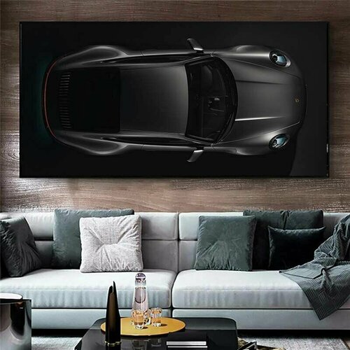 Картина интерьерная 3D машина Porsche 16 чёрная 50х80 см. арт Porshe_16_50x80