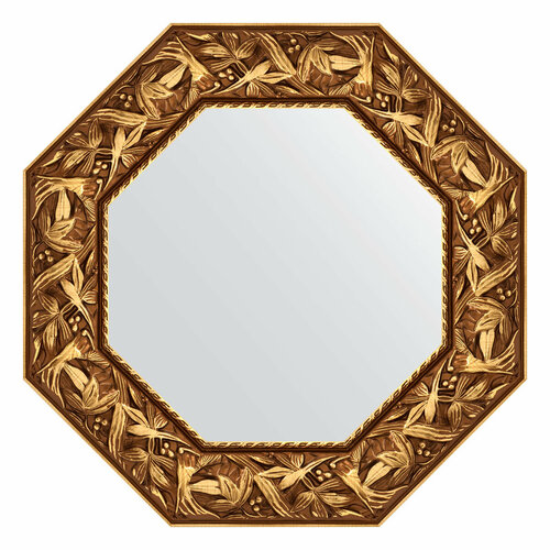 Зеркало настенное Octagon EVOFORM в багетной раме византия золото, 58,8х58,8 см, для гостиной, прихожей, кабинета, спальни и ванной комнаты, BY 3829