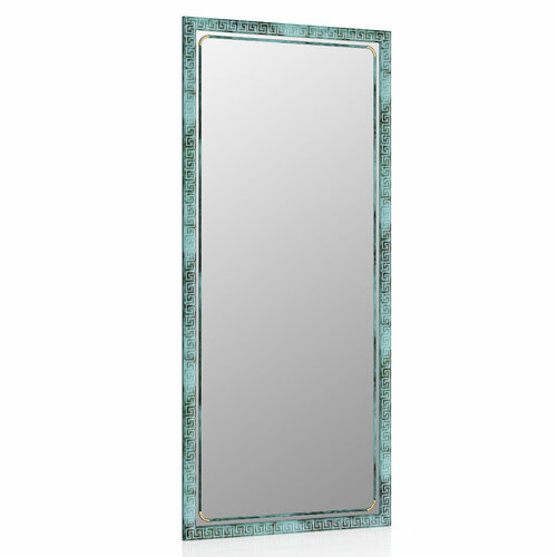 Зеркало 119С малахит, греческий орнамент, ШхВ 45х100 см, зеркала для офиса, прихожих и ванных комнат, горизонтальное или вертикальное крепление