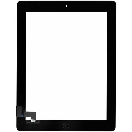 Сенсорное стекло (тачскрин) для iPad 2 (A1395, A1396, A1397) черное с кнопкой OEM