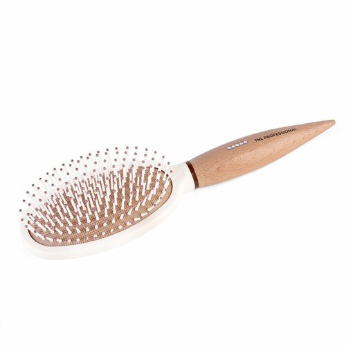 TNL PURE TOUCH массажная расческа для длинных волос, овальная, деревянная ручка 250*70ММ