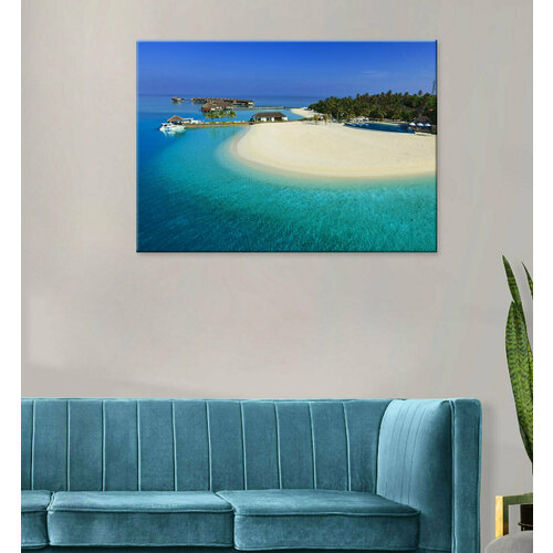 Интерьерная картина на холсте на стену Мальдивы, райский пляж 40х60