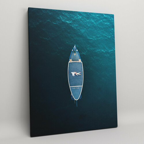 Картина на холсте (интерьерный постер) "Двое в лодке в океане" море и океаны, с деревянным подрамником, размер 30x40 см