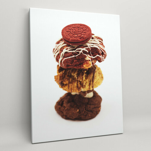 Картина на холсте (интерьерный постер) "Сладкие печенья" для кухни, кафе и ресторанов, с деревянным подрамником, размер 30x40 см