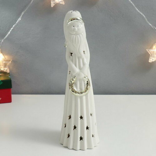 Сувенир керамика световой "Дедушка Мороз с веночком" золото 26х7.5х7.5 см