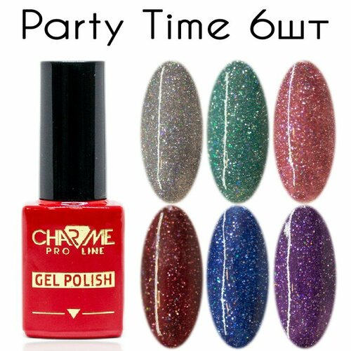 Charme Party time Набор светоотражающих гель-лаков 6шт (№1,3,5,7,9,11)