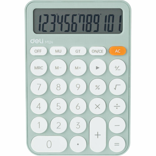 Калькулятор настольный компактный Deli EM124,12 разряд,160x107x28,5мм, зелен
