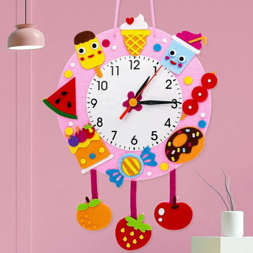 Детские настенные часы DIY "Вкусняшки" сделай сам, плавный ход, 22 x 29 см