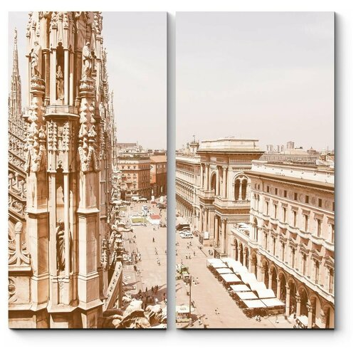 Модульная картина Винтажное фото Милана 70x70