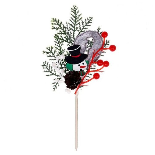 Новогоднее украшение из природного декора «Снеговик» 24 × 12 × 2 см