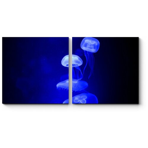 Модульная картина Медузы плывущие к свету 80x40