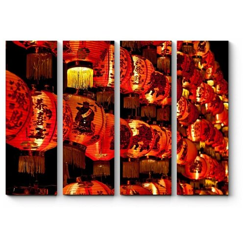 Модульная картина Теплый свет китайских фонариков 80x60