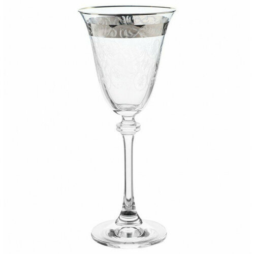 Бокал для белого вина "ASIO", Декор "Панто, платиновая полоса, отводка платина", 185 мл (набор 6 шт.)