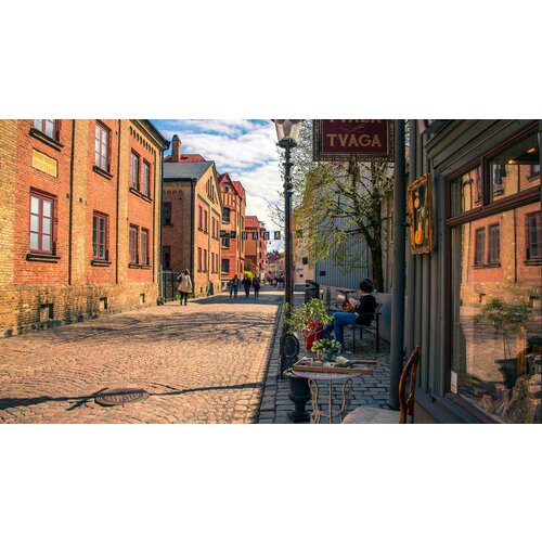 Картина на холсте 60x110 LinxOne "Швеция Gothenburg Здания" интерьерная для дома / на стену / на кухню / с подрамником