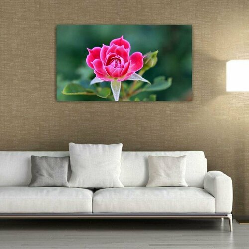 Картина на холсте 60x110 LinxOne "Роза, красная, алая, лепестки" интерьерная для дома / на стену / на кухню / с подрамником