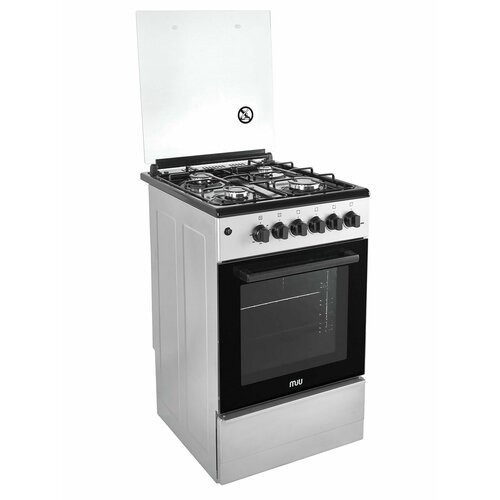 Кухонная плита MIU 5011 ERP ГК LUX серая / серебристая 50 см, газовая с электрической духовкой, газ-контроль, электроподжиг, 3 режима духовки