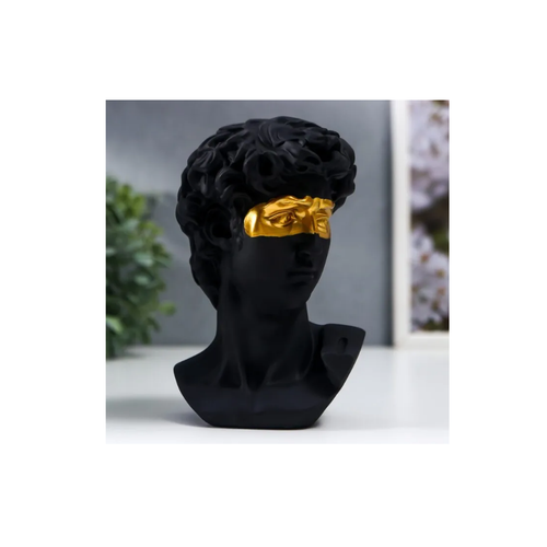 Сувенир полистоун бюст "Давид с золотой полосой на глазах" чёрный 14х10 см