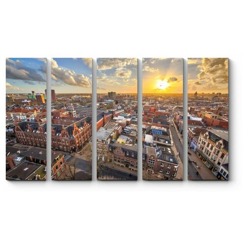 Модульная картина Чарующий Амстердам на закате. 120x72