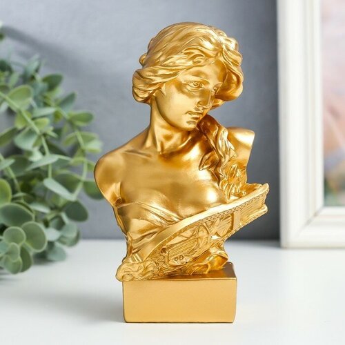 Сувенир полистоун бюст "Девушка с лирой" золото 6,2х9,5х15 см