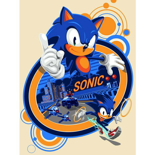 Плакат, постер на бумаге Sonic the Hedgehog/Соник в кино/игровые/игра/компьютерные герои персонажи. Размер 60 х 84 см
