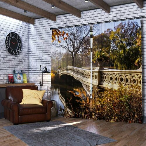 Фотошторы Чугунный мост в центральной парке. Нью-Йорк Ш150xВ250 см. 2шт. Блэкаут на тесьме