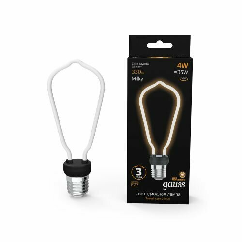Светодиодная лампа Gauss Filament Artline ST64 4W 330lm 2700К Е27 milky LED 1/10/100