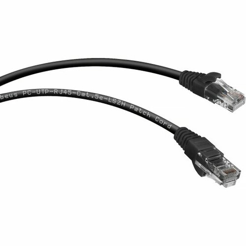 Патч-корд Cabeus U/UTP PC-UTP-RJ45-Cat.5e-3m-BK-LSZH категория 5е, 2xRJ45/8p8c, неэкранированный, черный, LSZH, 3м