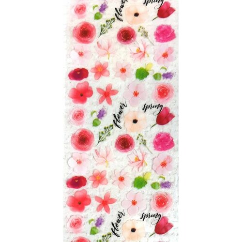Декор для ногтей - Фольга №008, розовый цвет, рисунок цветы, 90 см, 1 шт