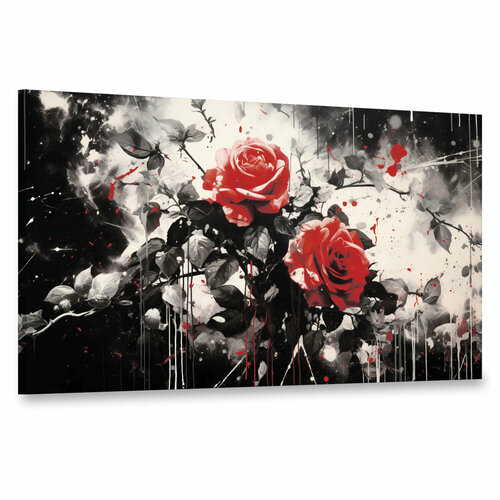 Интерьерная картина 100х60 "Розы графика цветовое пятно"