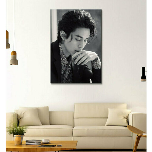 Интерьерная картина на холсте на стену/ постер в гостиную, спальню, прихожую, кухню, офис/ Ли дон Ук, корейские дорамы, красивый кореец, портрет 40х60