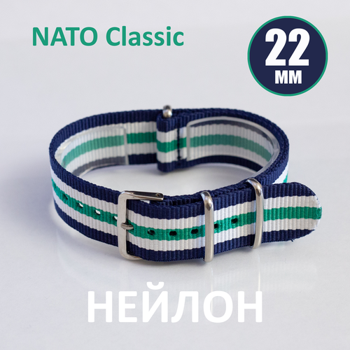 Ремешок NATO Strap, размер 22мм, , белый, зеленый