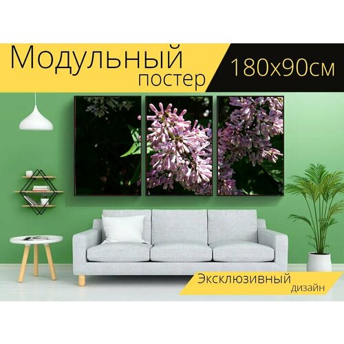Модульный постер "Розовый, природа, завод" 180 x 90 см. для интерьера