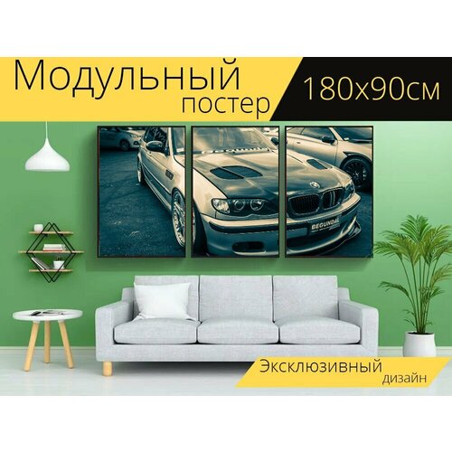 Модульный постер "Обвес, машина, автомобиль обои" 180 x 90 см. для интерьера